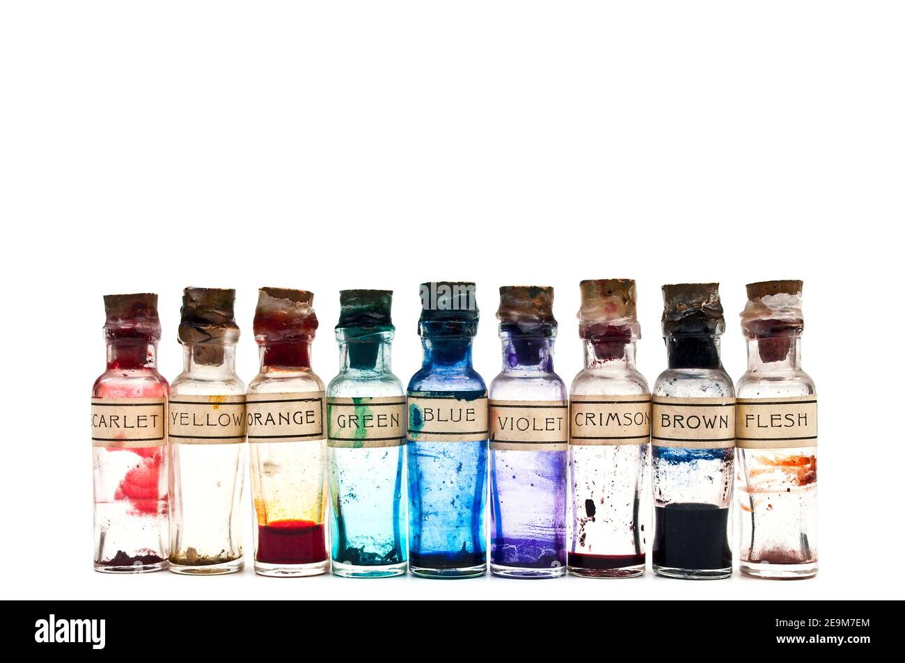9 small artist ink bottles Stock Photo - Alamy