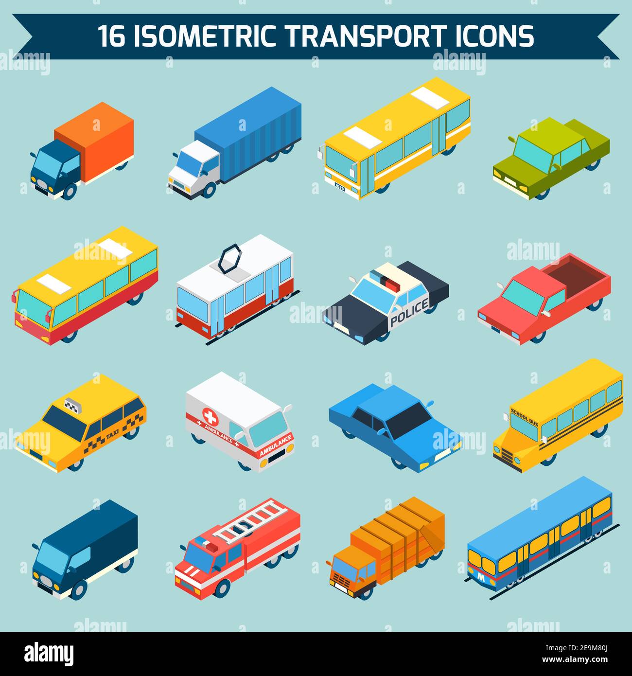 Isometric public city transport 3d icons set isolated vector ...