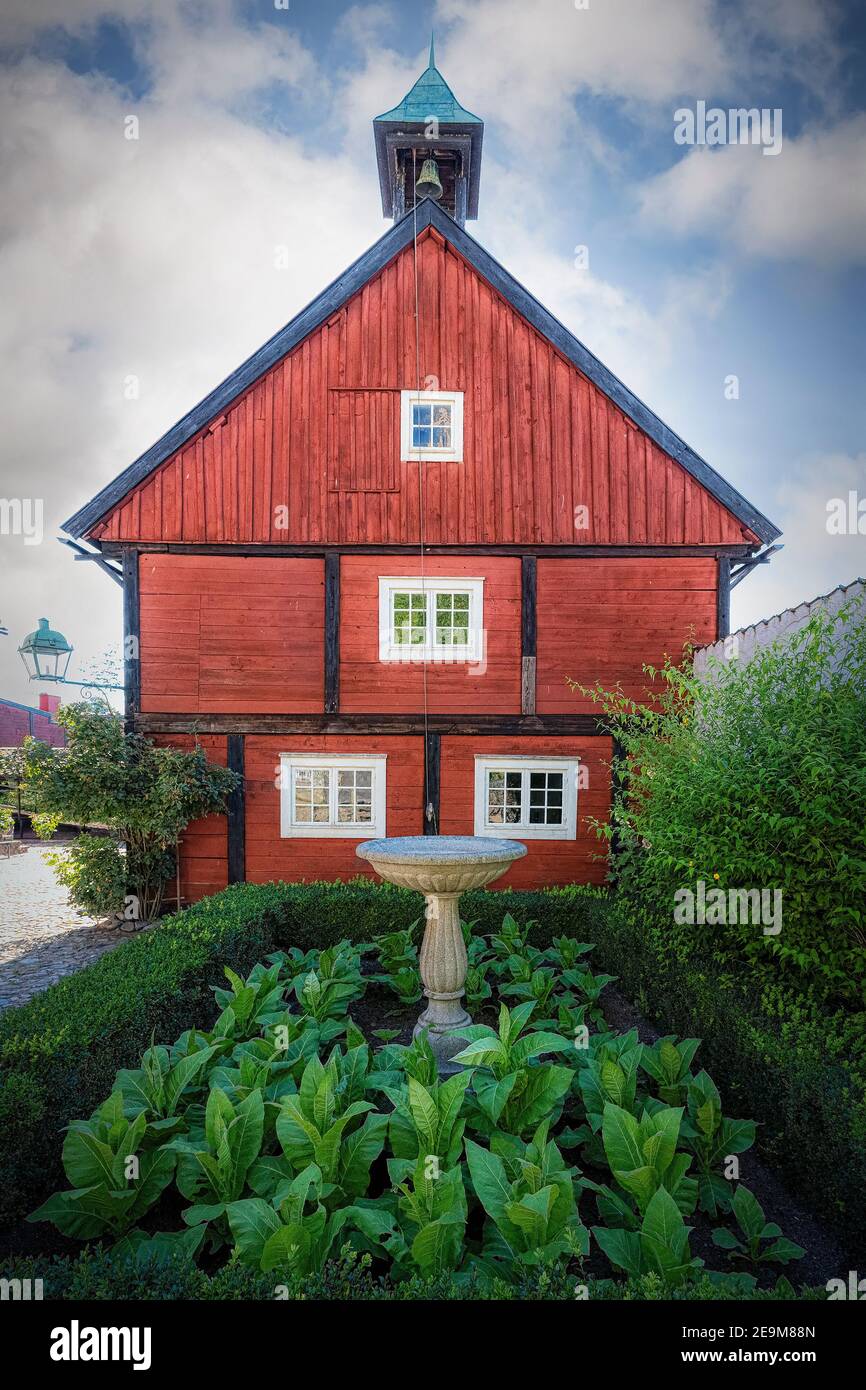 KARLSHAMN, SWEDEN - AUGUST 01, 2020: A historic wooden townhouse from ...