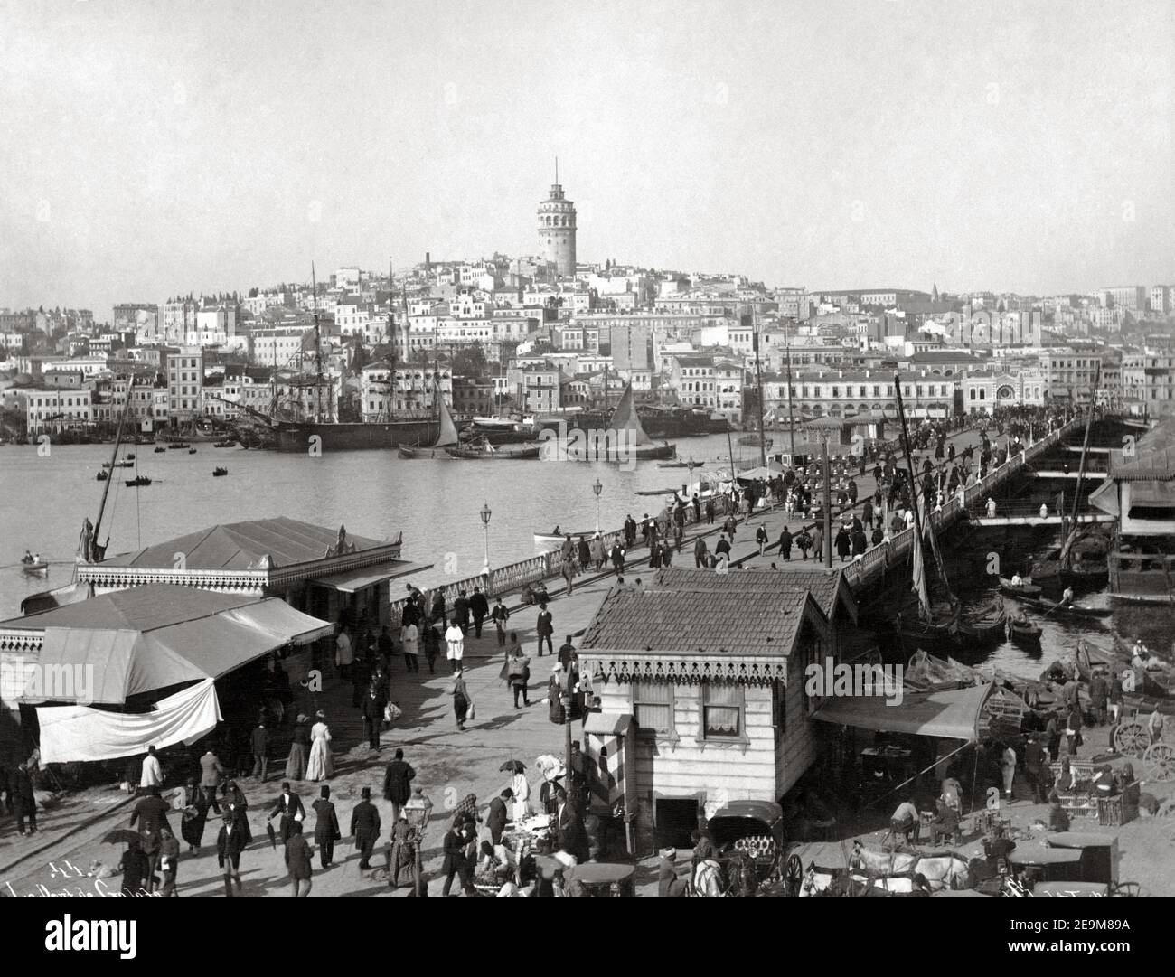 Late 19th century photograph - Galata Bridge, Constantinople, (Istanbul ...