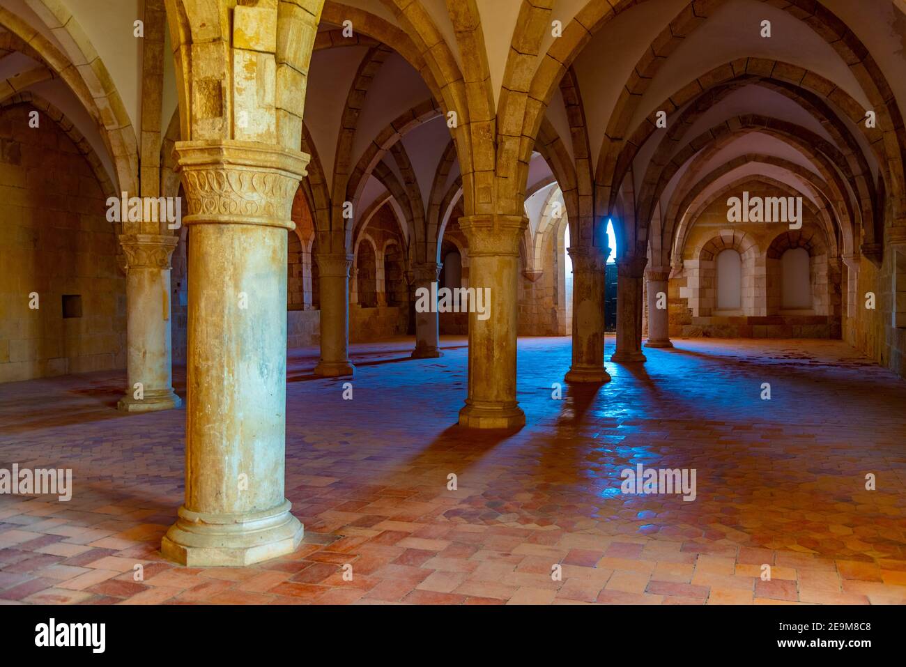 ALCOBACA, PORTUGAL, MAY 28, 2019: View of an arcade inside of the ...