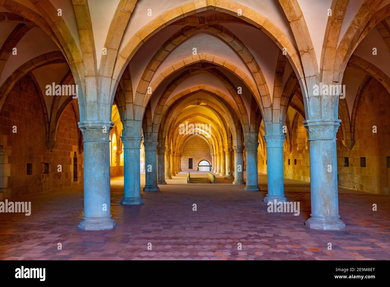 ALCOBACA, PORTUGAL, MAY 28, 2019: View of an arcade inside of the ...