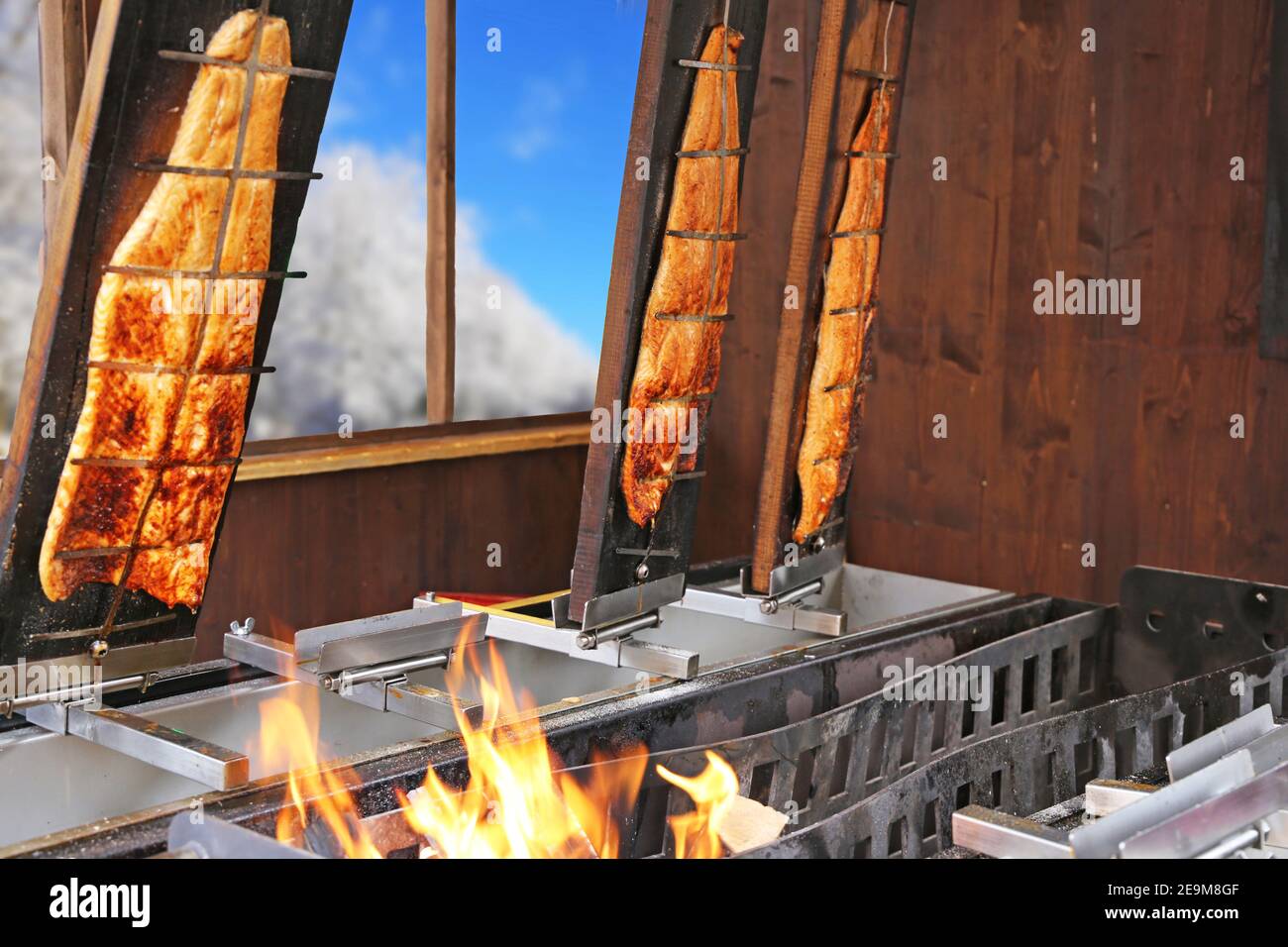 Tasty flame salmon (fire salmon Stock Photo - Alamy