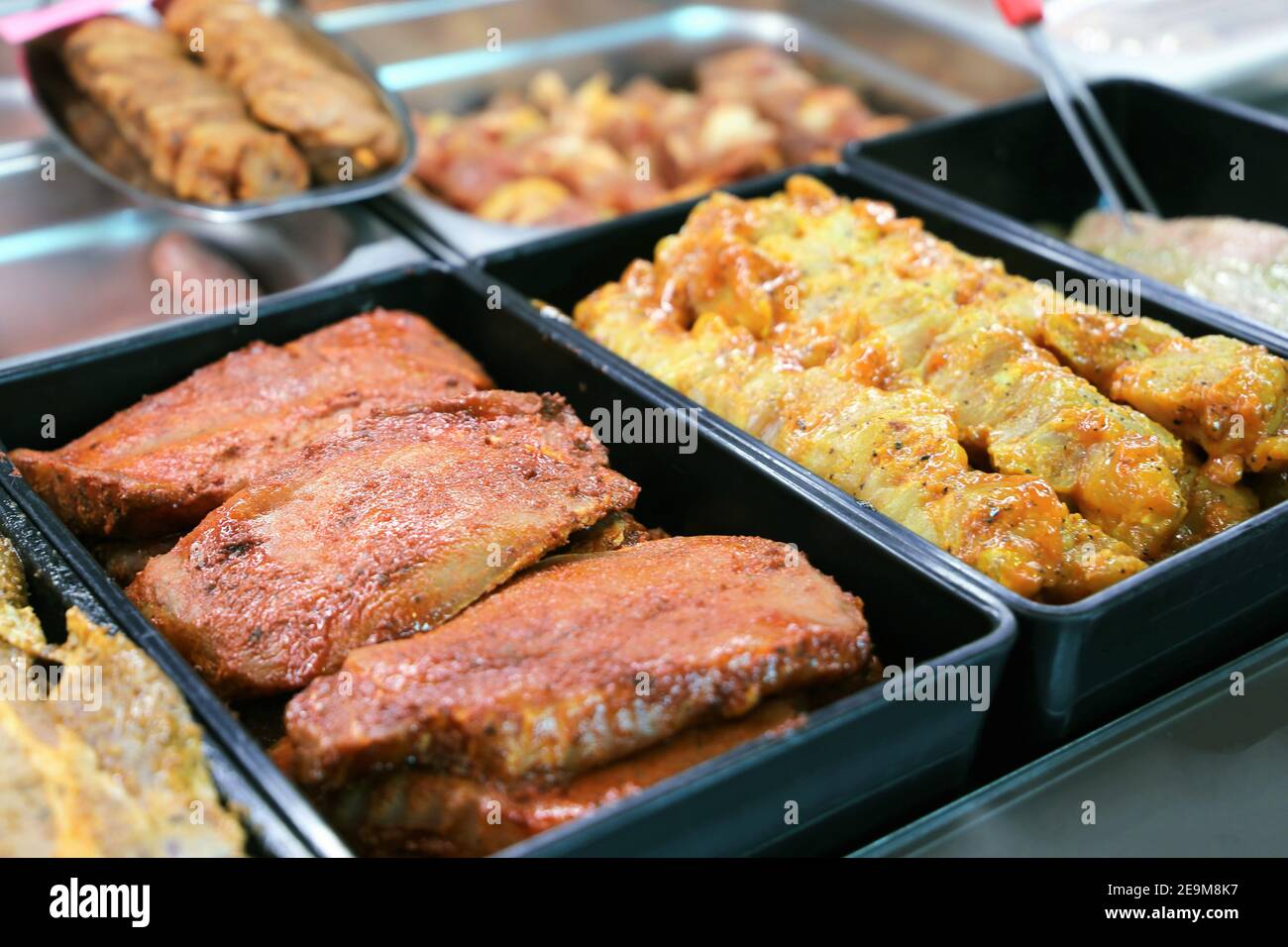 Variety of fine meat products in the butchery Stock Photo - Alamy