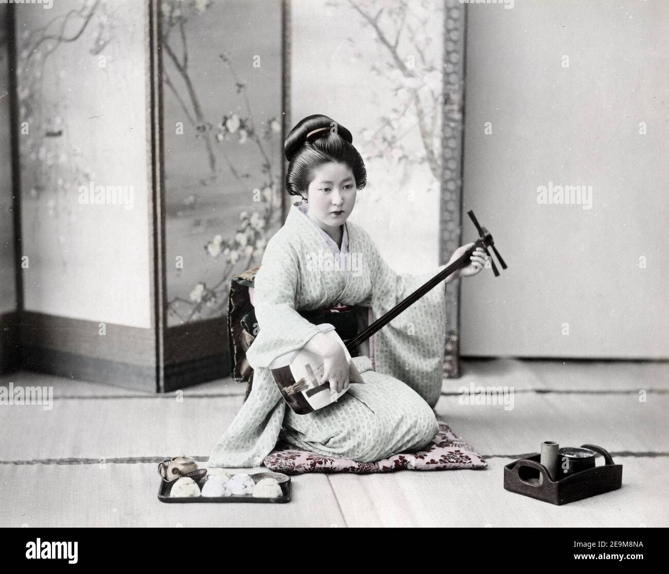 Geisha playing a shamisen hi-res stock photography and images - Alamy