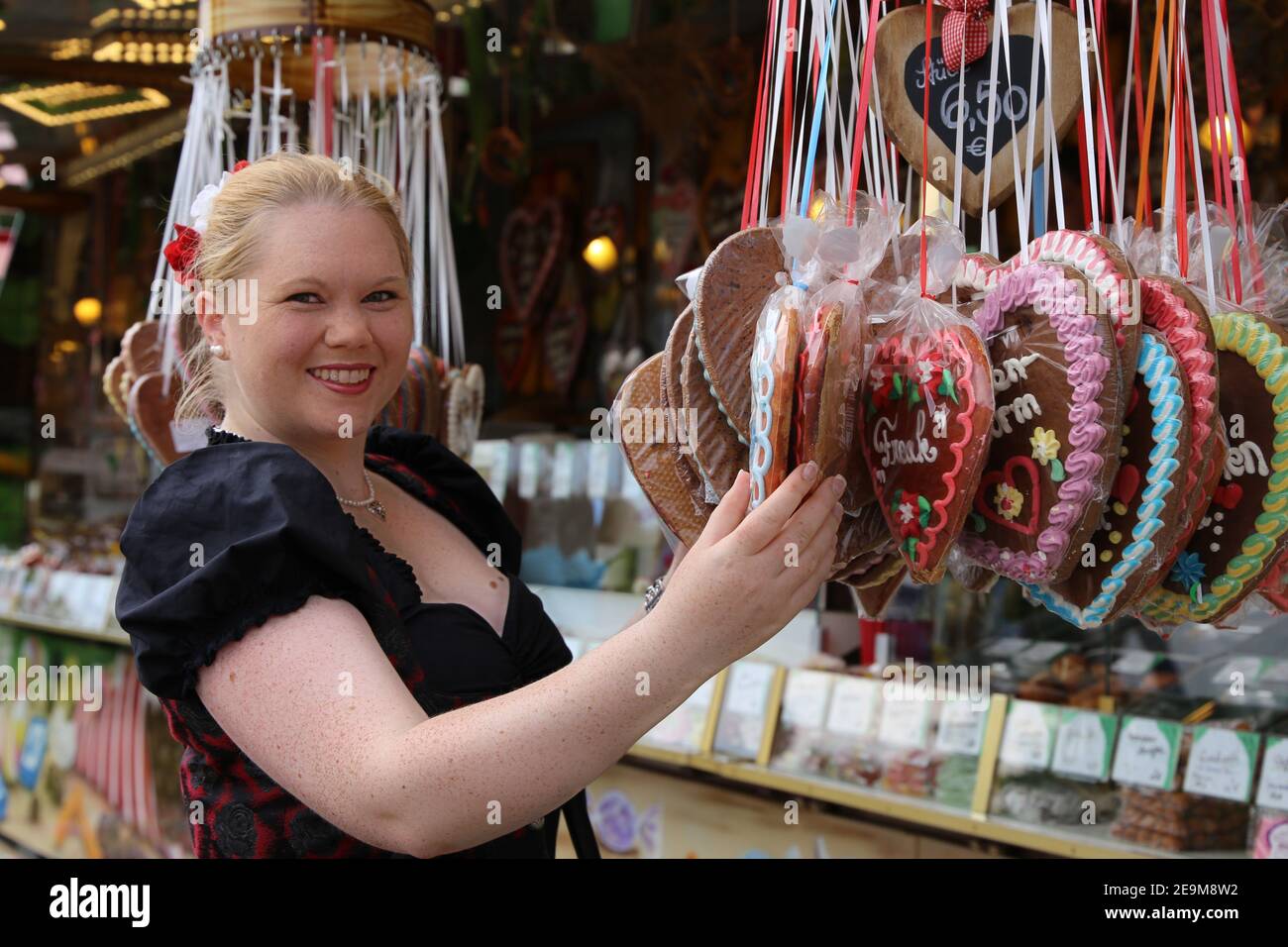 Woman with traditional german costume at a (german) fair (model ...