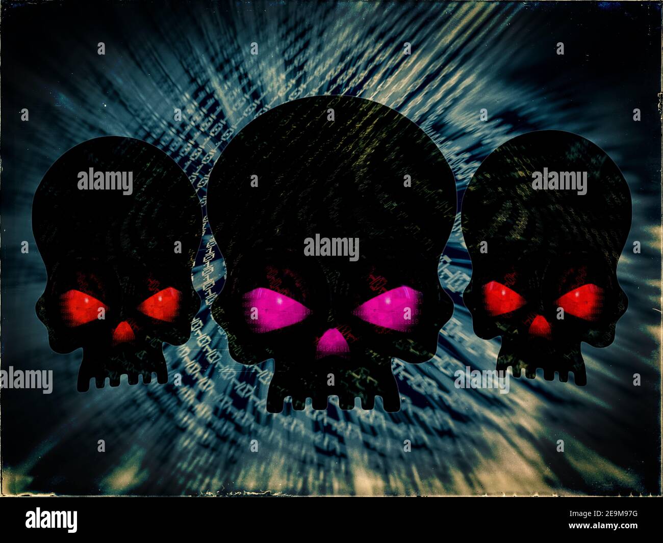 Black skulls on binary hi-res stock photography and images - Alamy