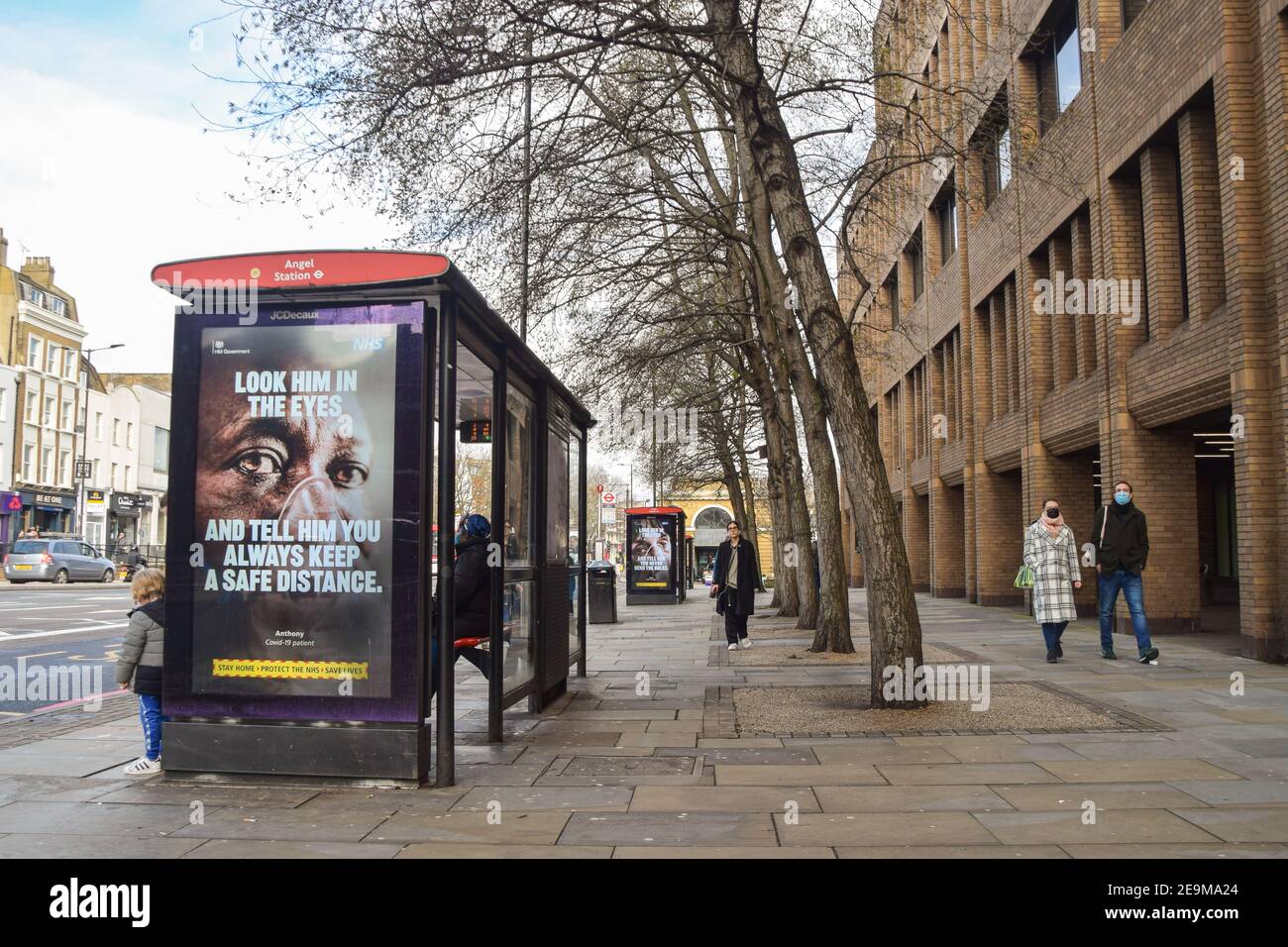 Bus stop poster islington hi-res stock photography and images - Alamy