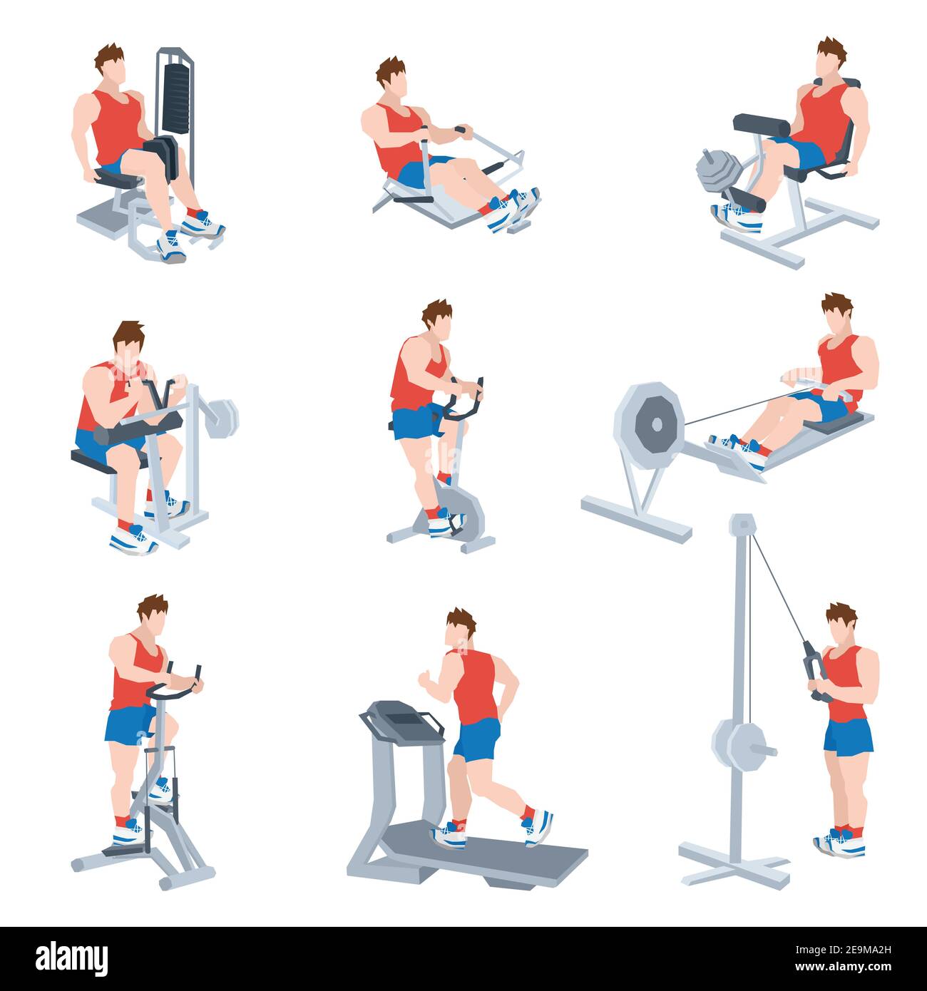 Sport exercise machines and fitness training apparatus set with men ...