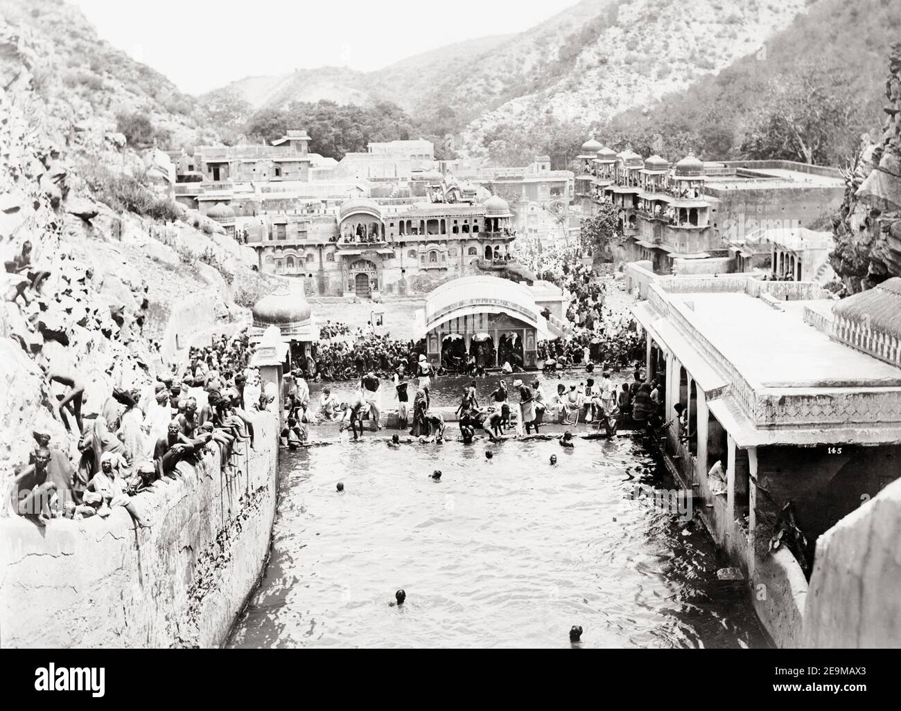 Late 19th century photograph - Bathing, swimming, India, c.1890 Stock ...