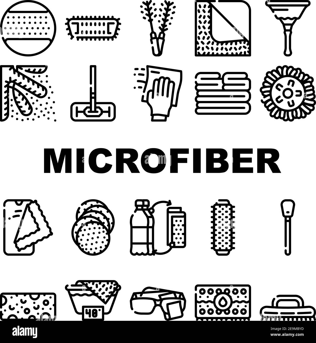 Microfiber For Clean Collection Icons Set Vector Stock Vector Image ...
