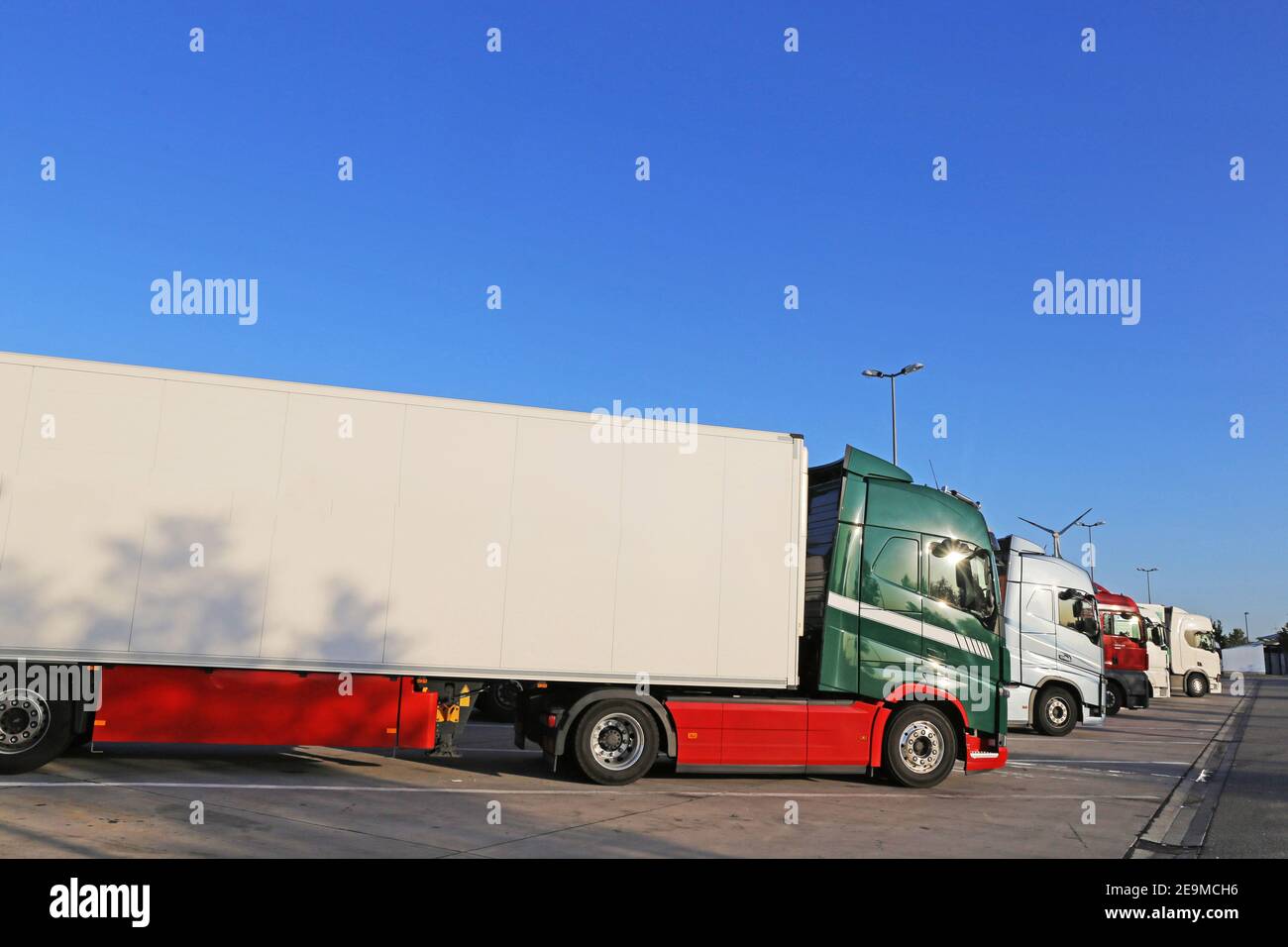 Lorries on the motorway stop (Germany Stock Photo - Alamy
