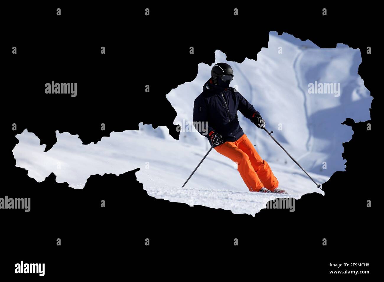 Map outline from Austria with winter theme Stock Photo - Alamy
