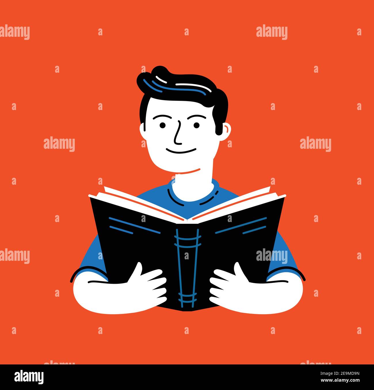 Man reading book in flat cartoon style. Education, school symbol vector ... Man reading book in flat cartoon style. Education, school symbol vector ...