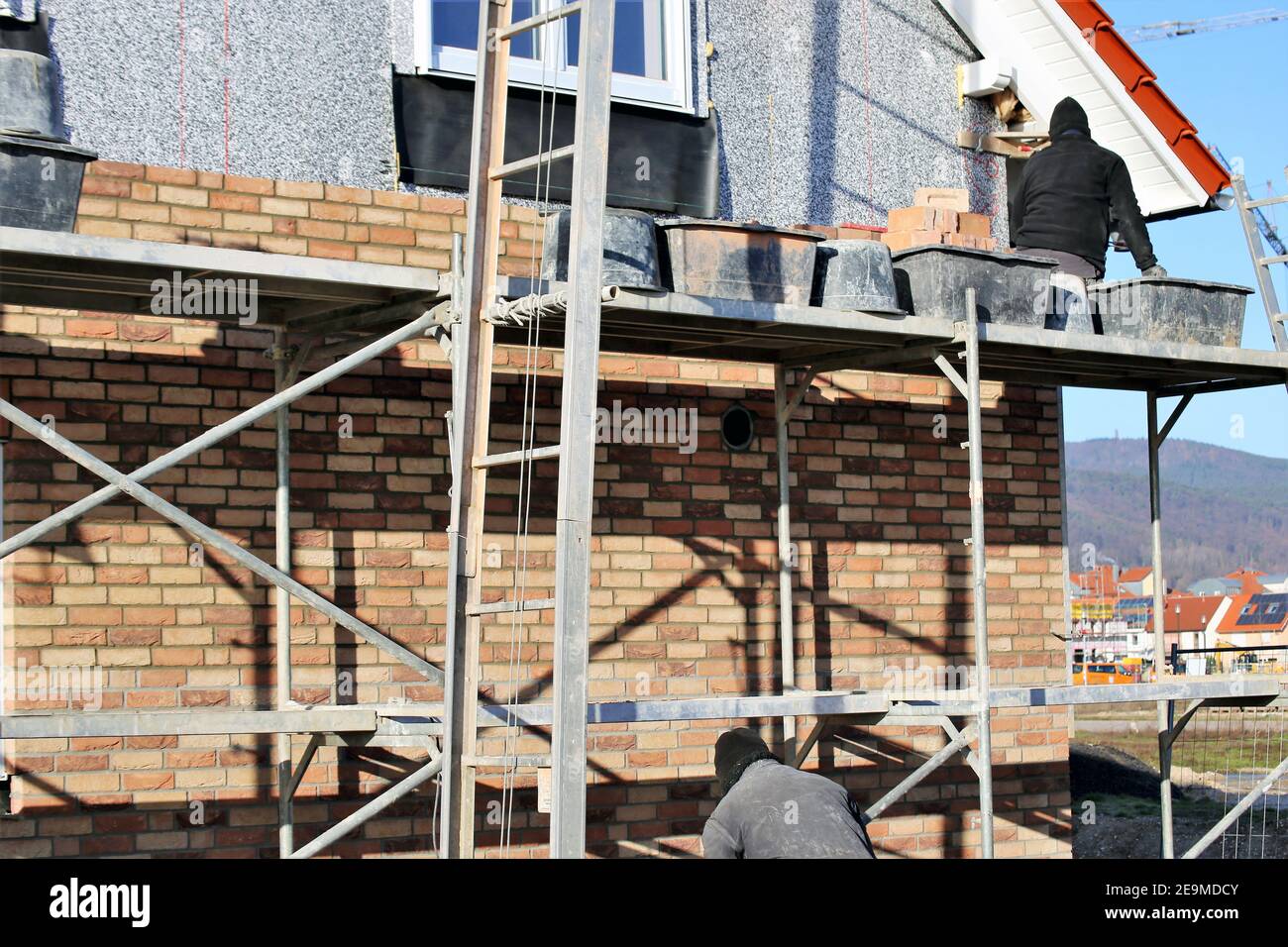 Bricklaying, clinker work on a residential home Stock Photo - Alamy