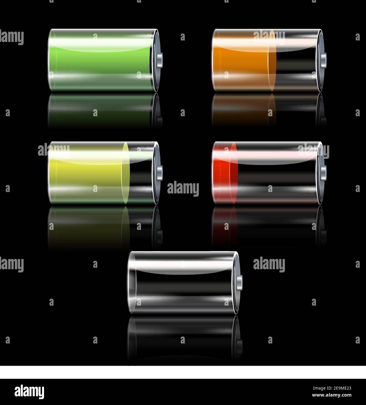 Realistic battery decorative icons set with different charge levels ...