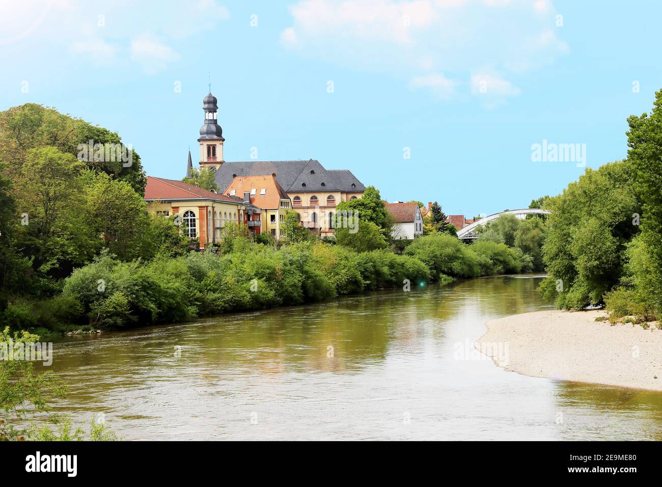The Neckar River near Mannheim with Seckenheim Castle (Baden ...