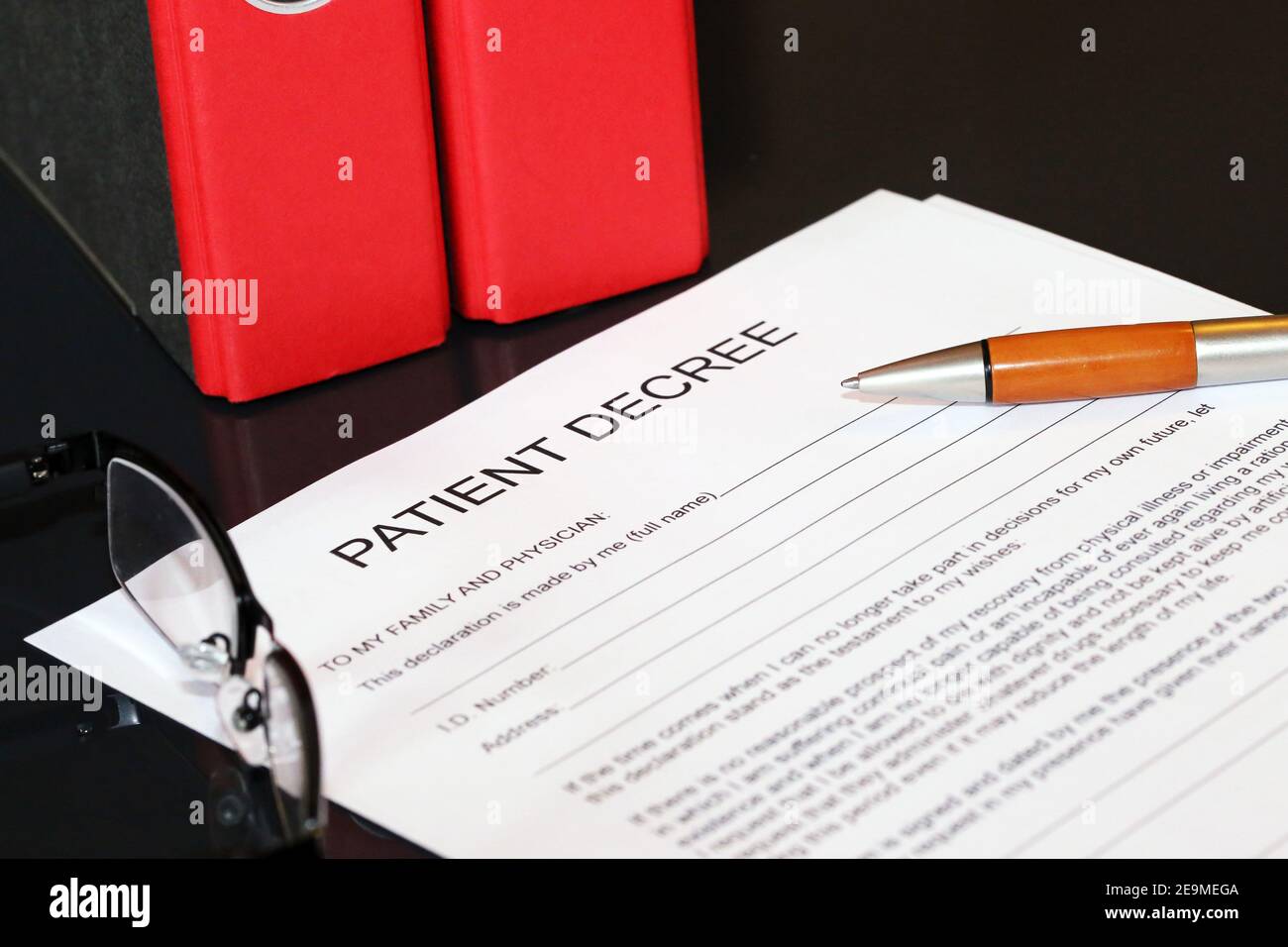 Symbol image: Health care proxy, living will on a writing desk (english ...