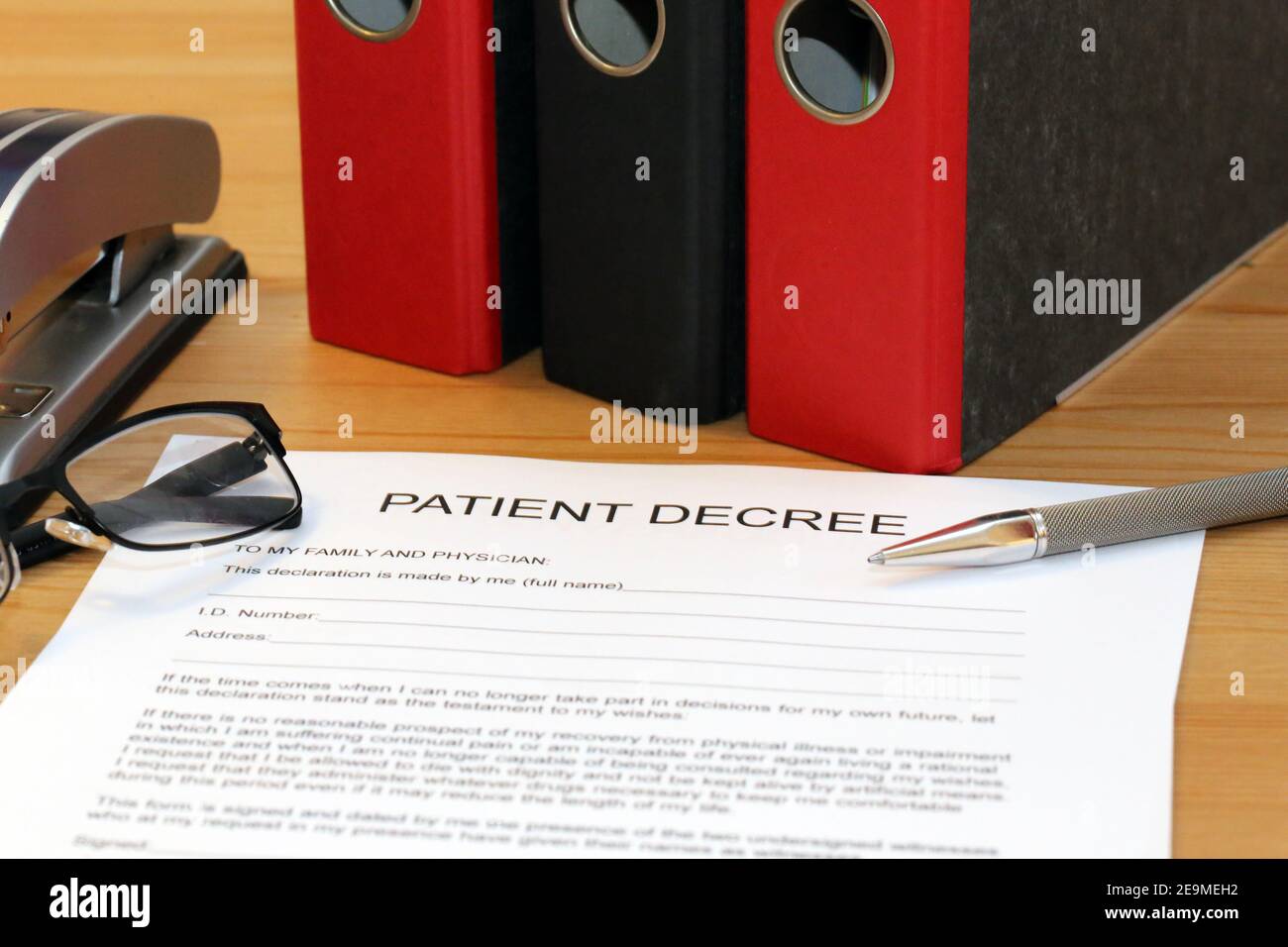 Symbol image: Health care proxy, living will on a writing desk (english ...