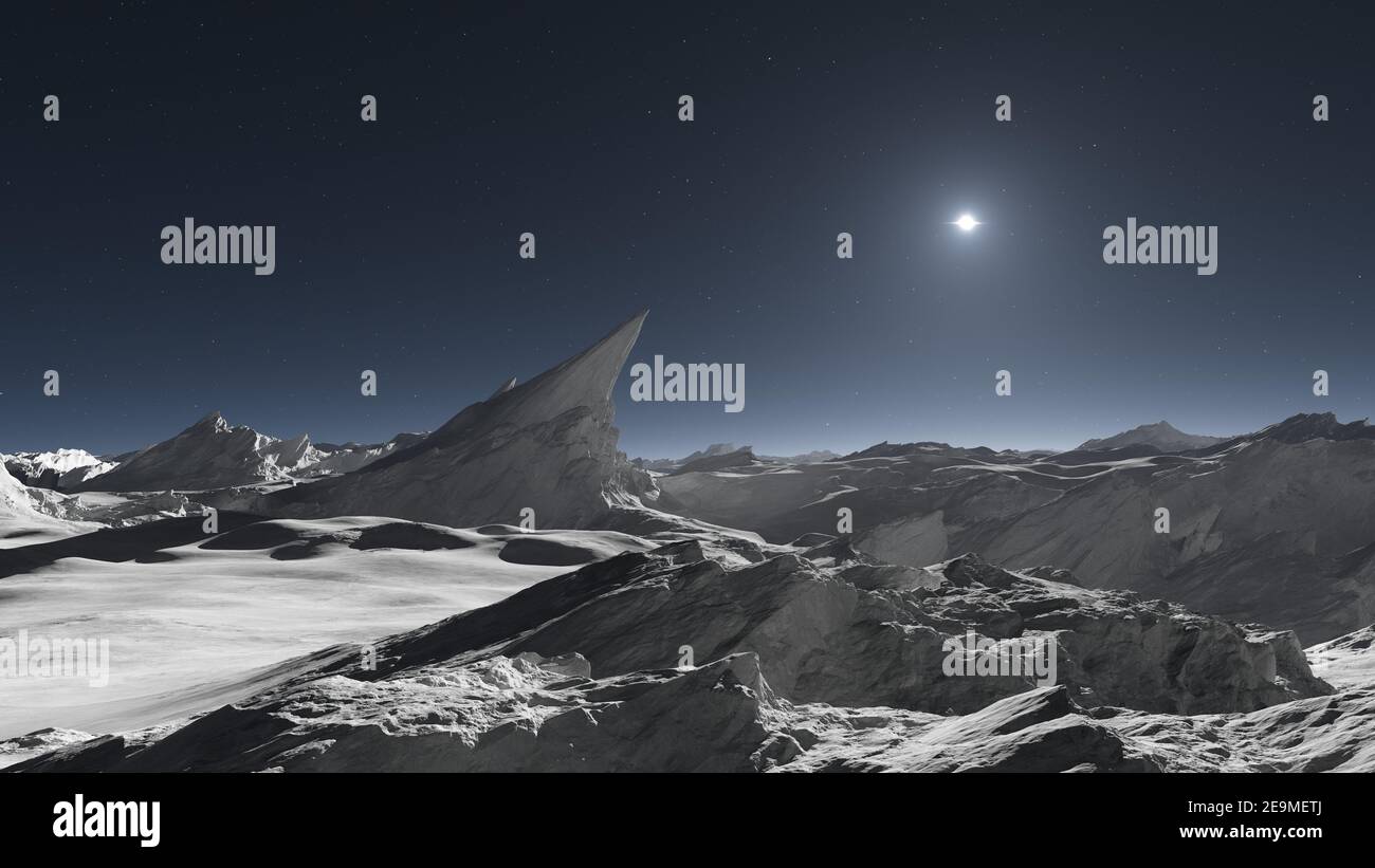 Alien moon or alien planetary landscape. 3d illustration Stock Photo ...