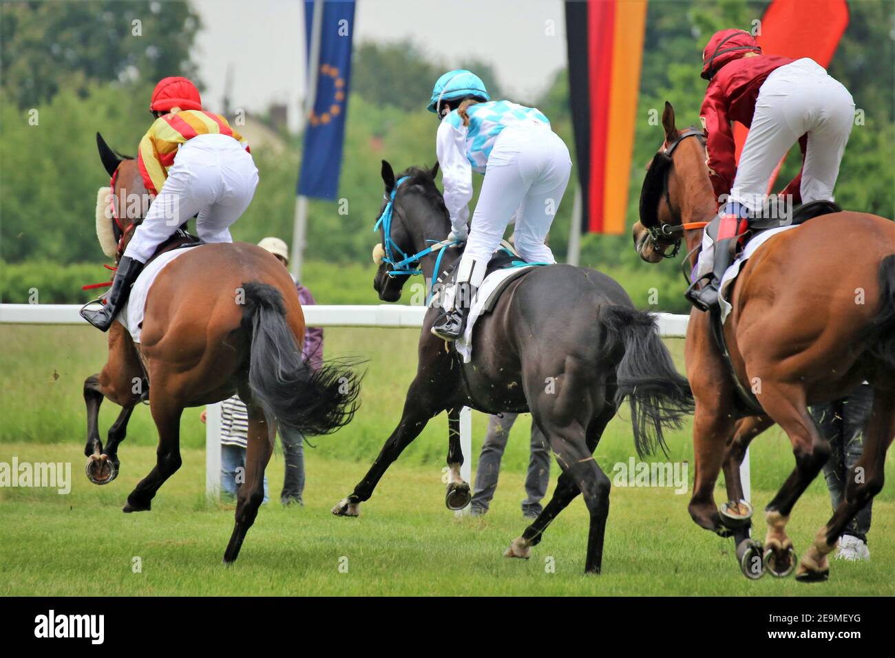 Symbol image: Detail view of a gallop race Stock Photo - Alamy