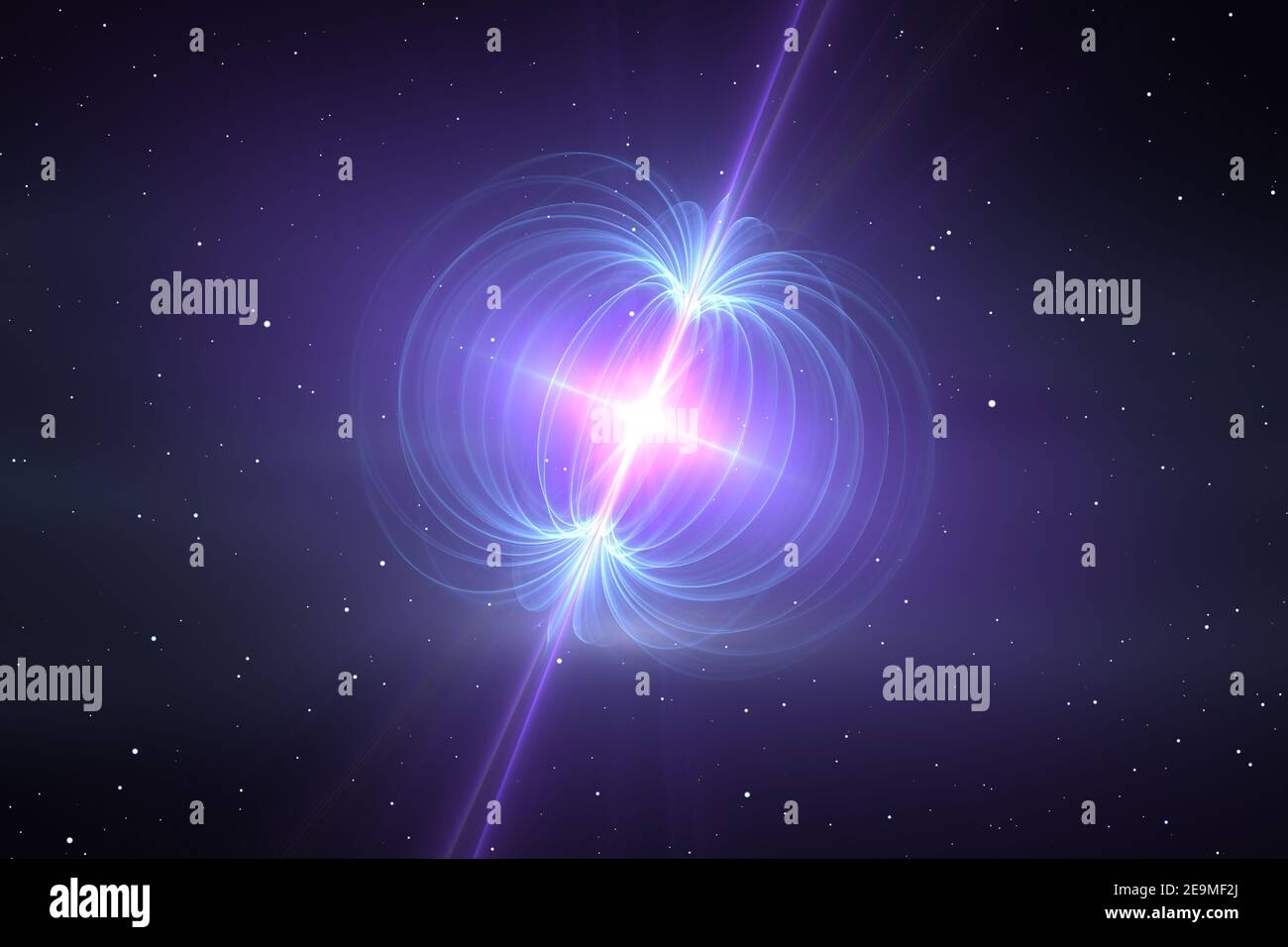 Magnetar - neutron star with an extremely powerful magnetic field. 3d ...