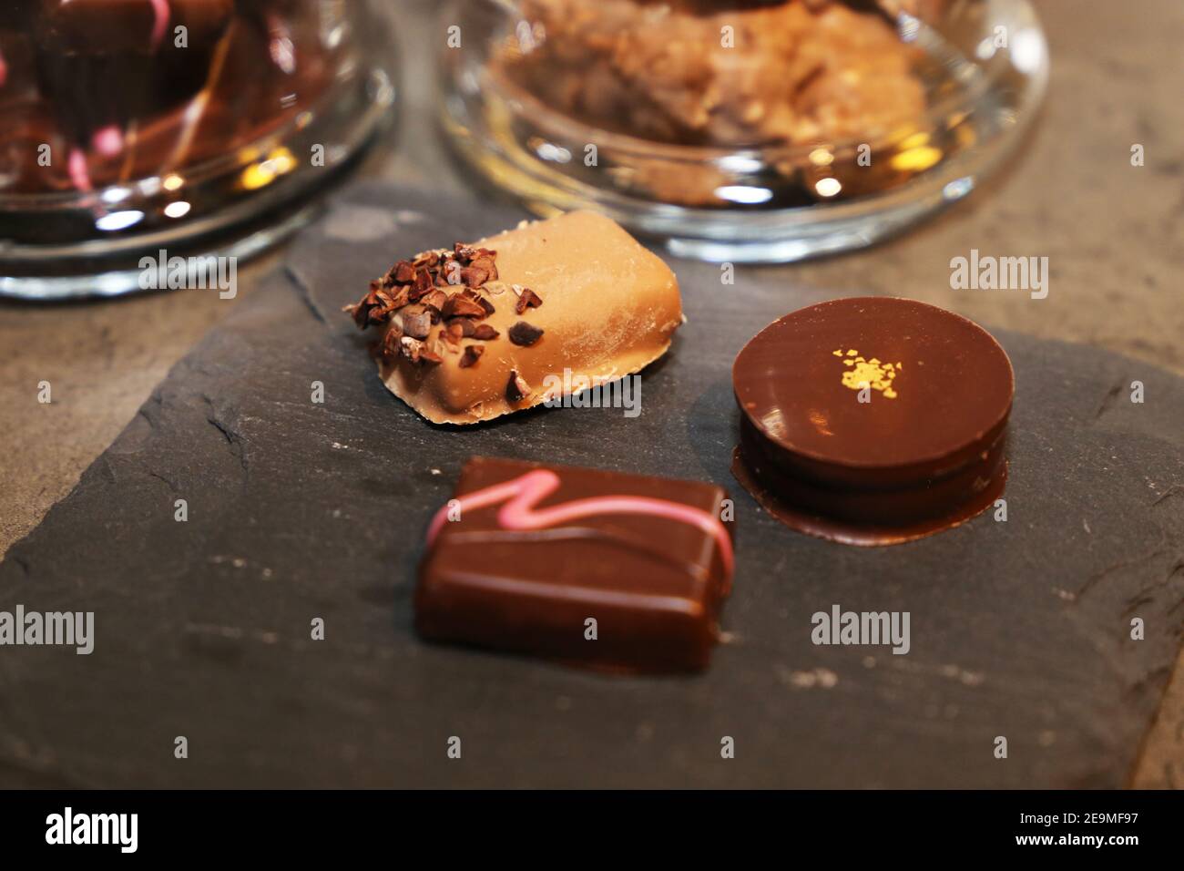 Variety of handcrafted chocolates and truffles Stock Photo - Alamy
