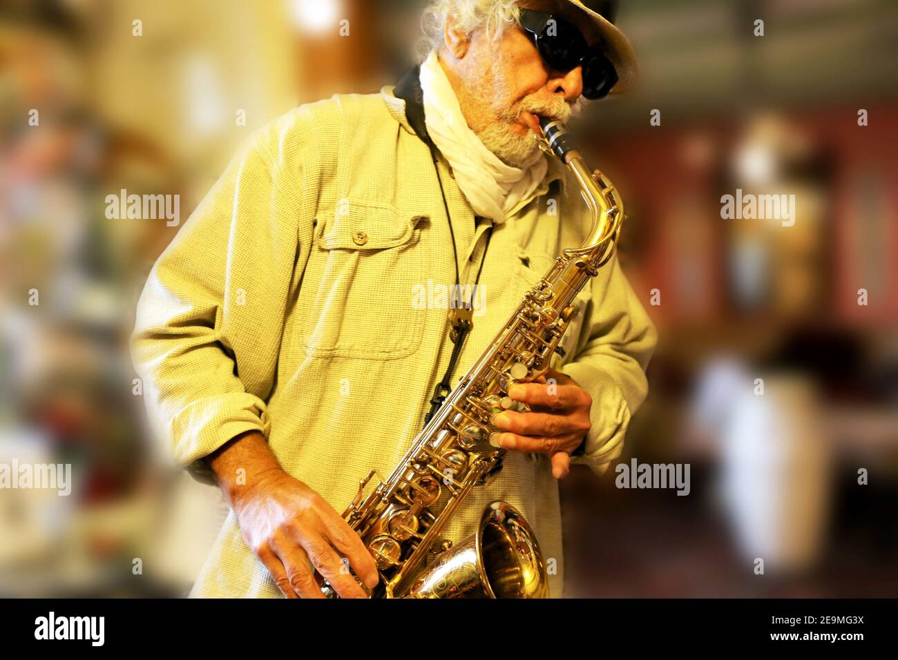 Symbol image: Jazz musician playing saxophone (Model released Stock ...