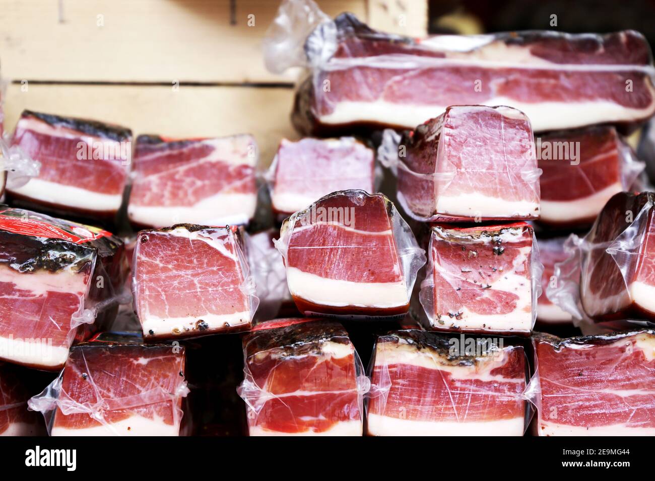 Close up of ham in supermarket Stock Photo - Alamy
