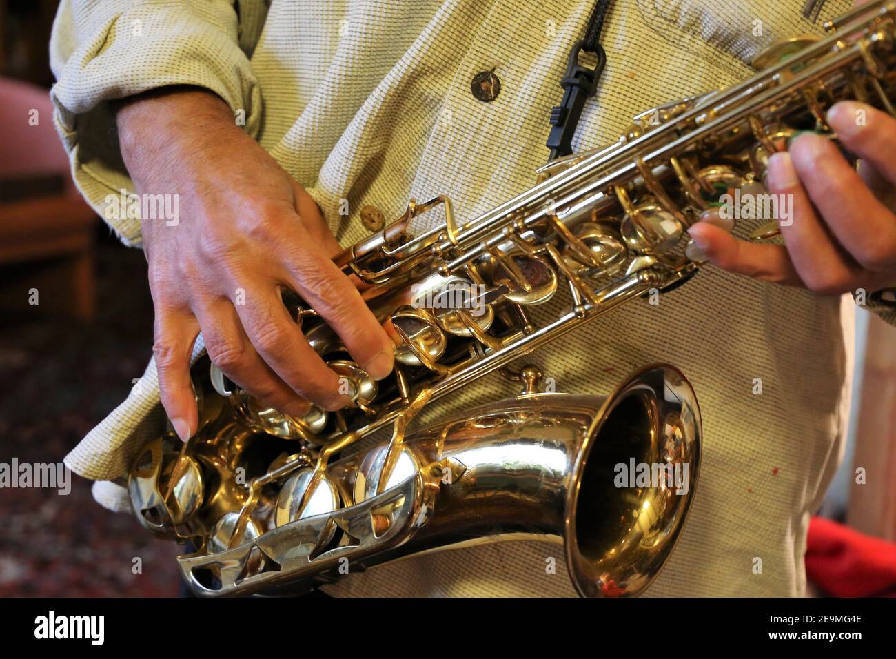Symbol image: Jazz musician playing saxophone (Model released Stock ...