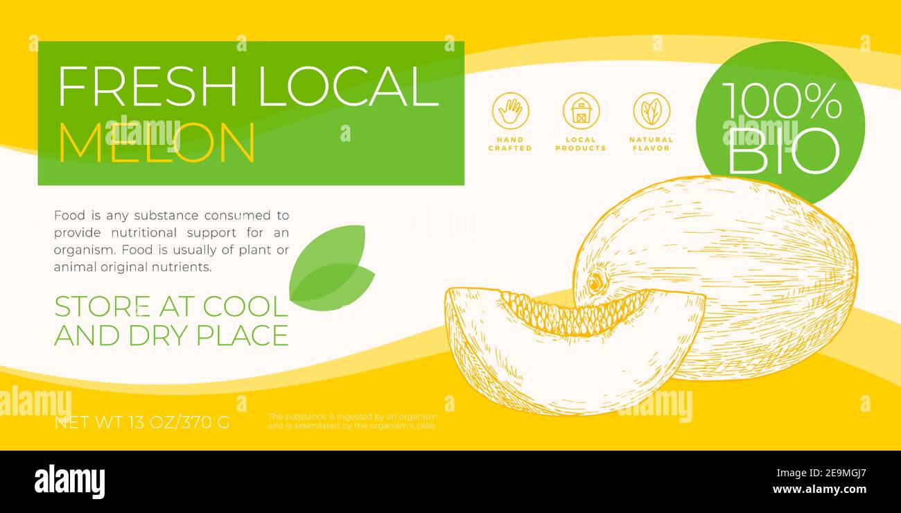 Fresh Local Fruits Label Template. Abstract Vector Packaging Horizontal ...