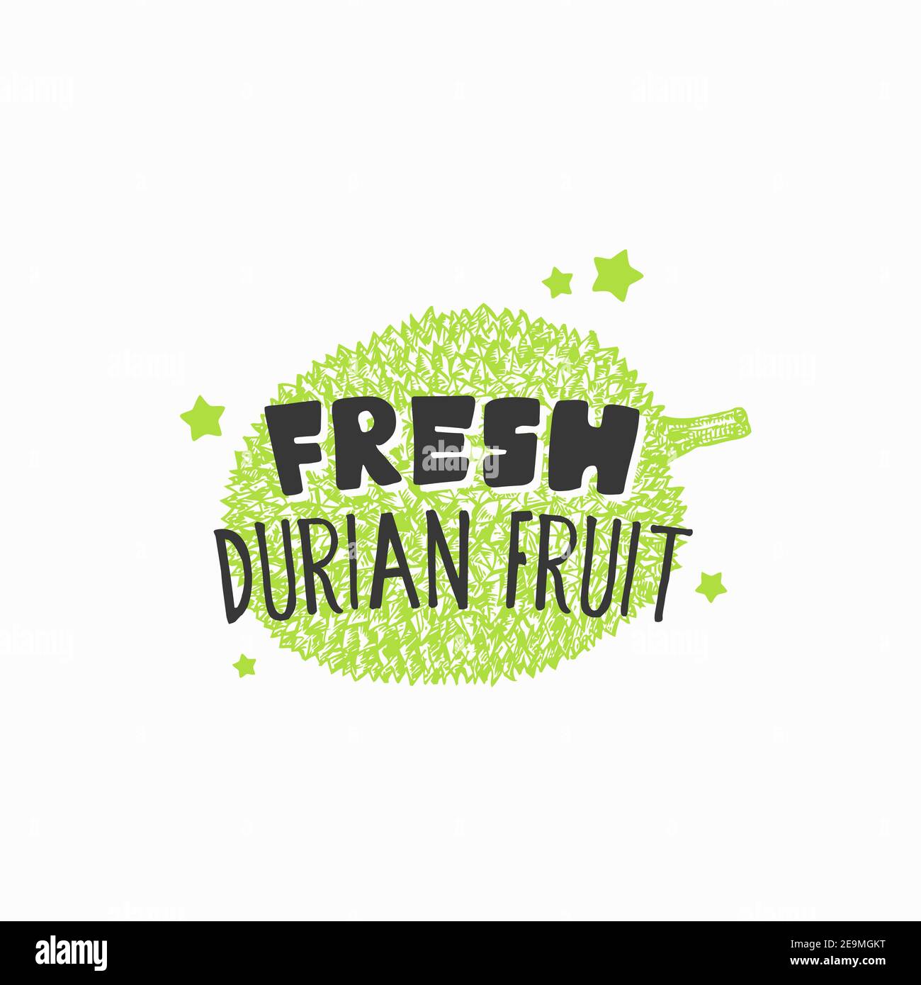 Fresh Durian Badge, Label or Logo Template. Hand Drawn Fruit Sketch ...
