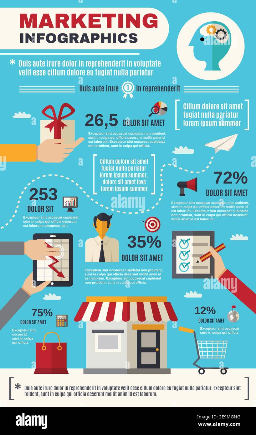 Marketing infographics set with business development strategy symbols ...