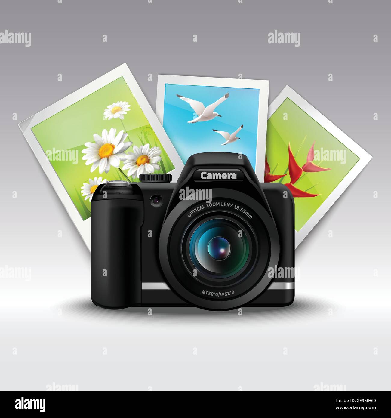 Realistic digital camera and photo pictures card set vector ...