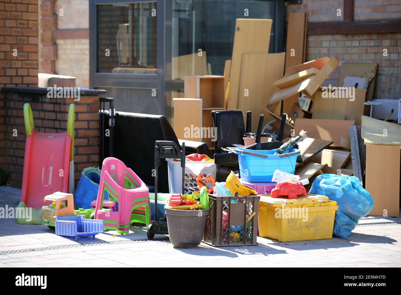 Bulky waste ready for collection on the street Stock Photo - Alamy