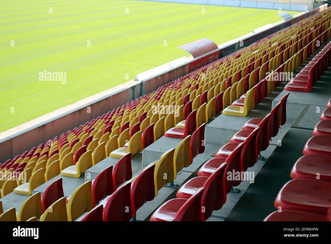 Symbol image: Seats in an empty sports stadium Stock Photo - Alamy