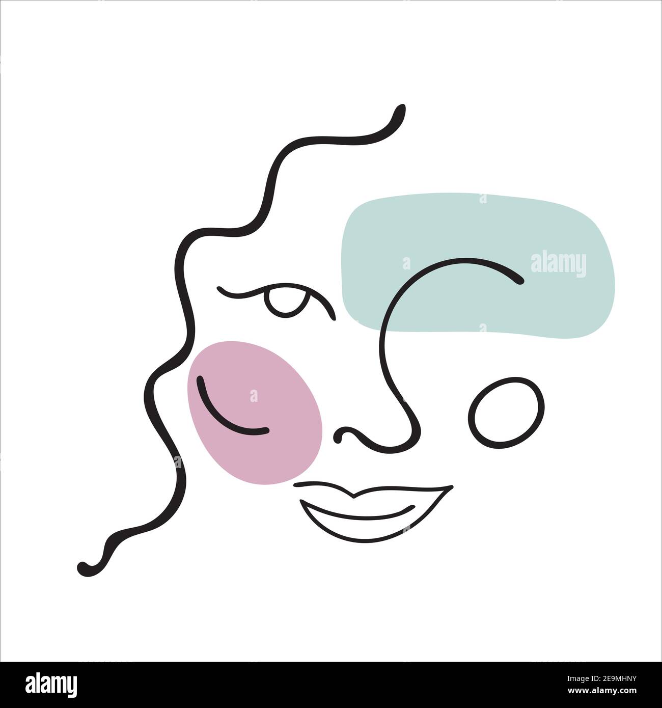 Abstract line art face painting contemporary portrait Stock Vector ...