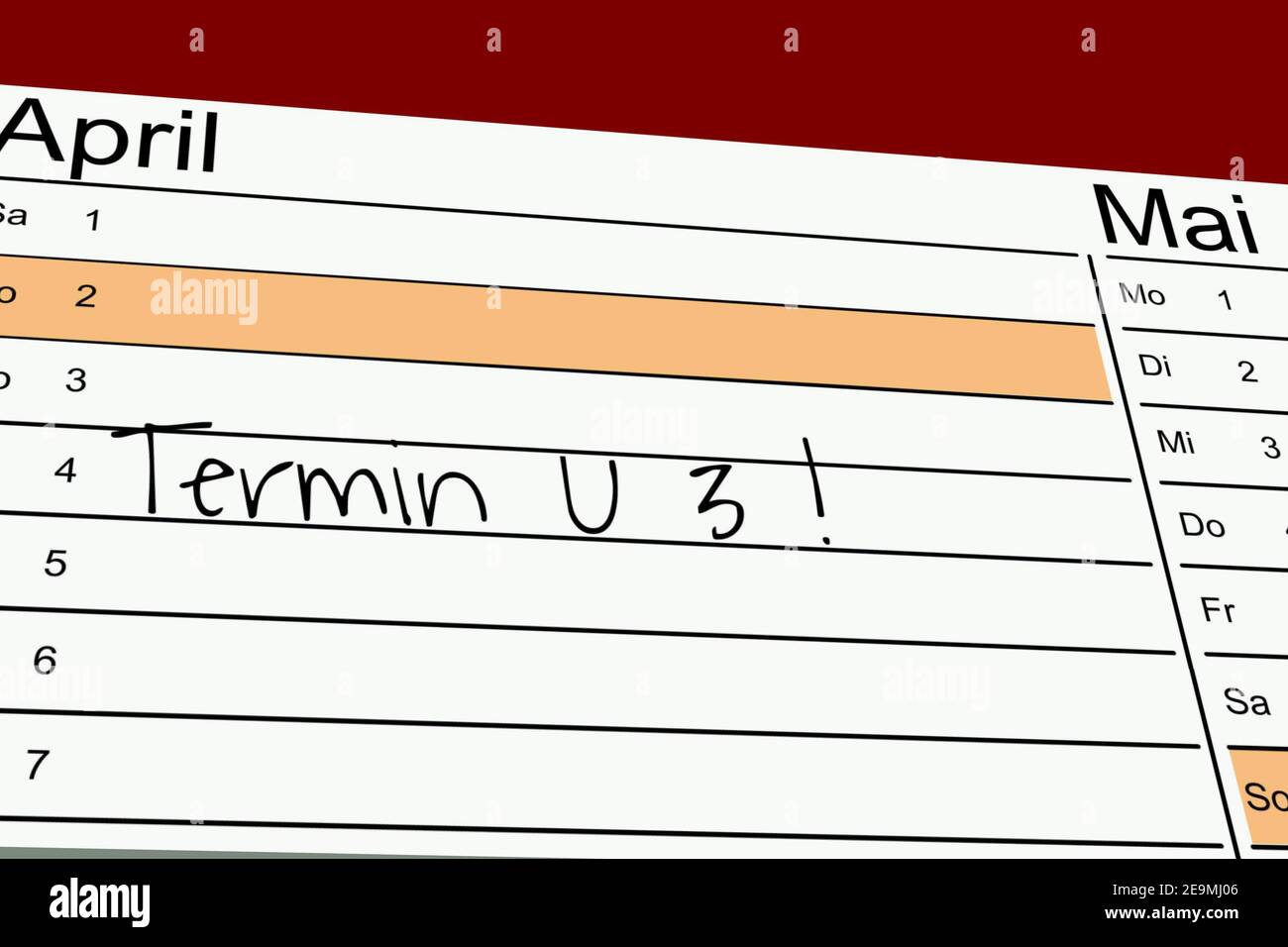 Symbol image: Appointment book with note for a U-examination (U ...