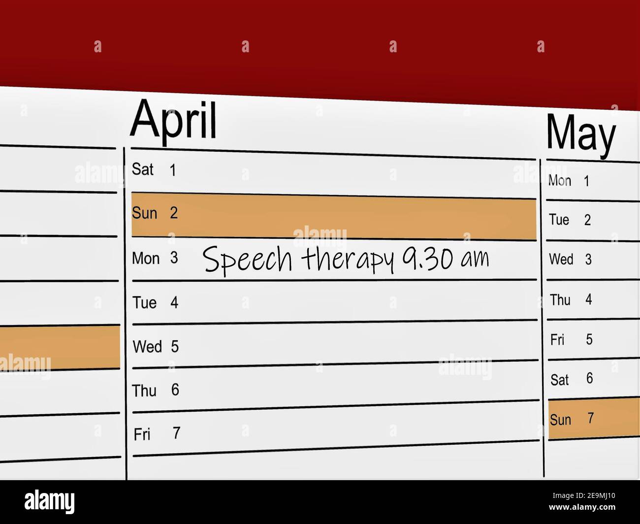 Symbol image: Appointment book with note for a speech therapist ...