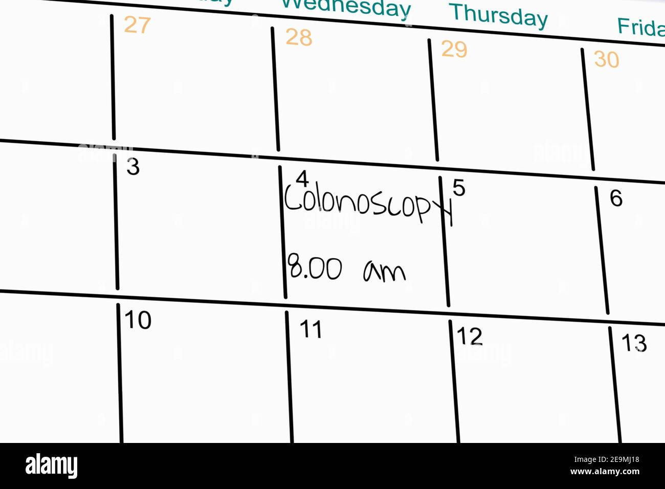 Symbol image: Reminder of a colonoscopy in an appointment calendar ...
