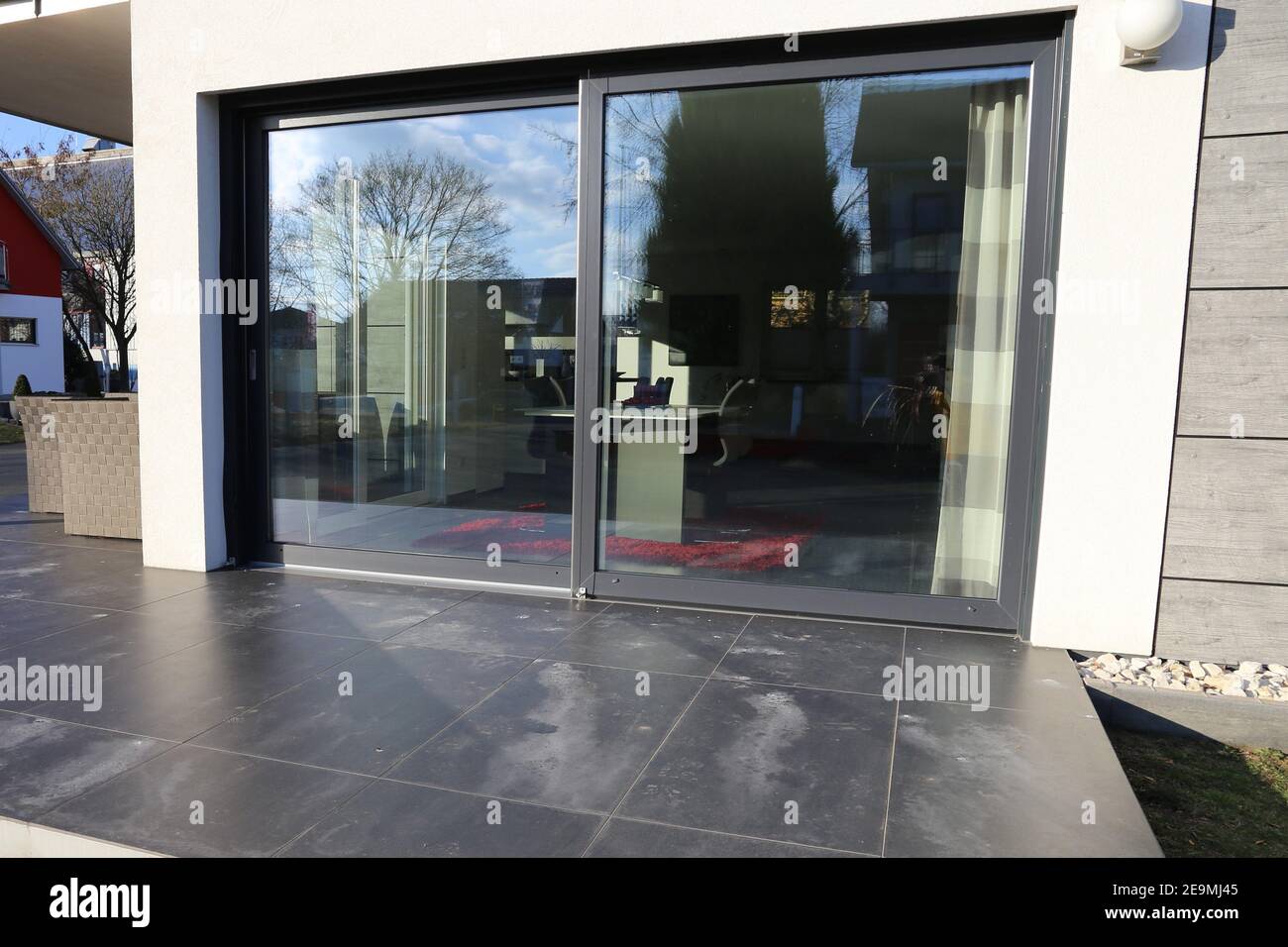 Terrace with large modern terrace tiles Stock Photo - Alamy