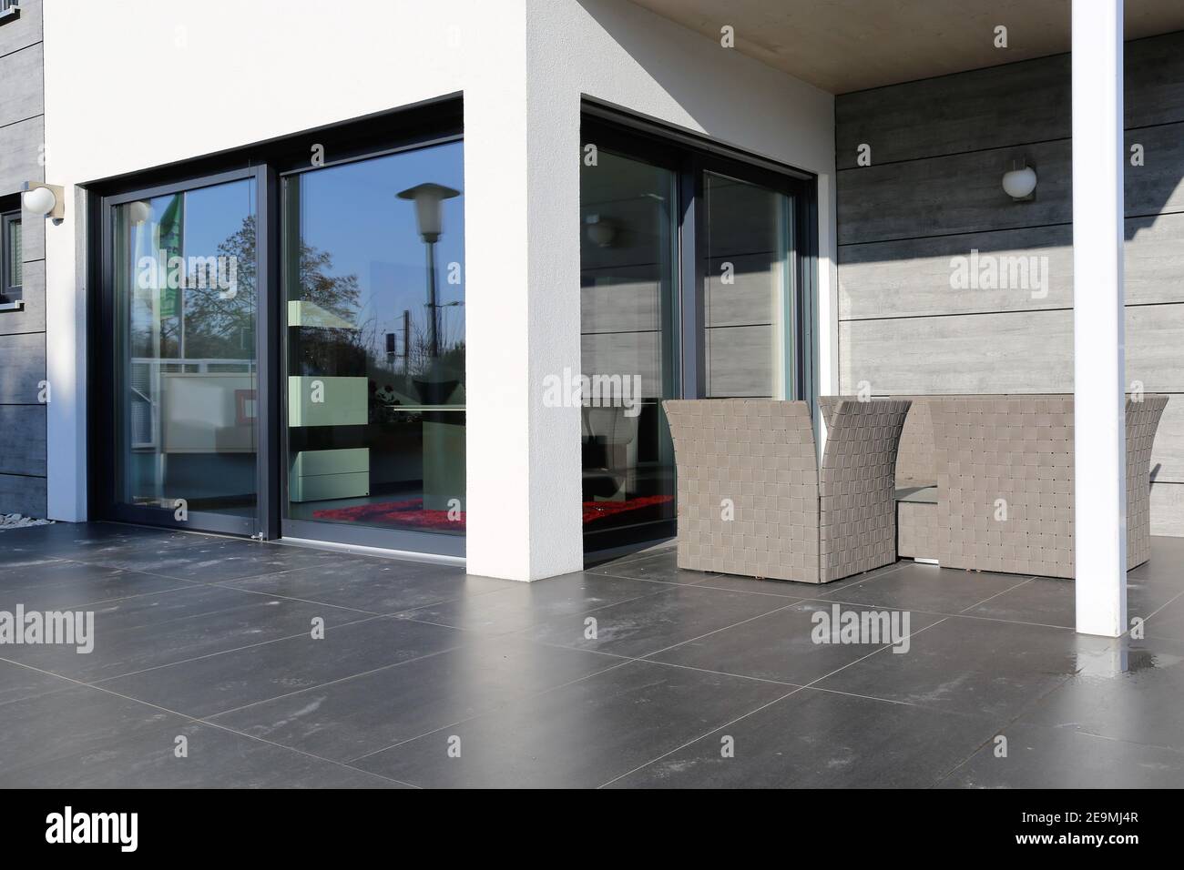Terrace with large modern terrace tiles Stock Photo - Alamy