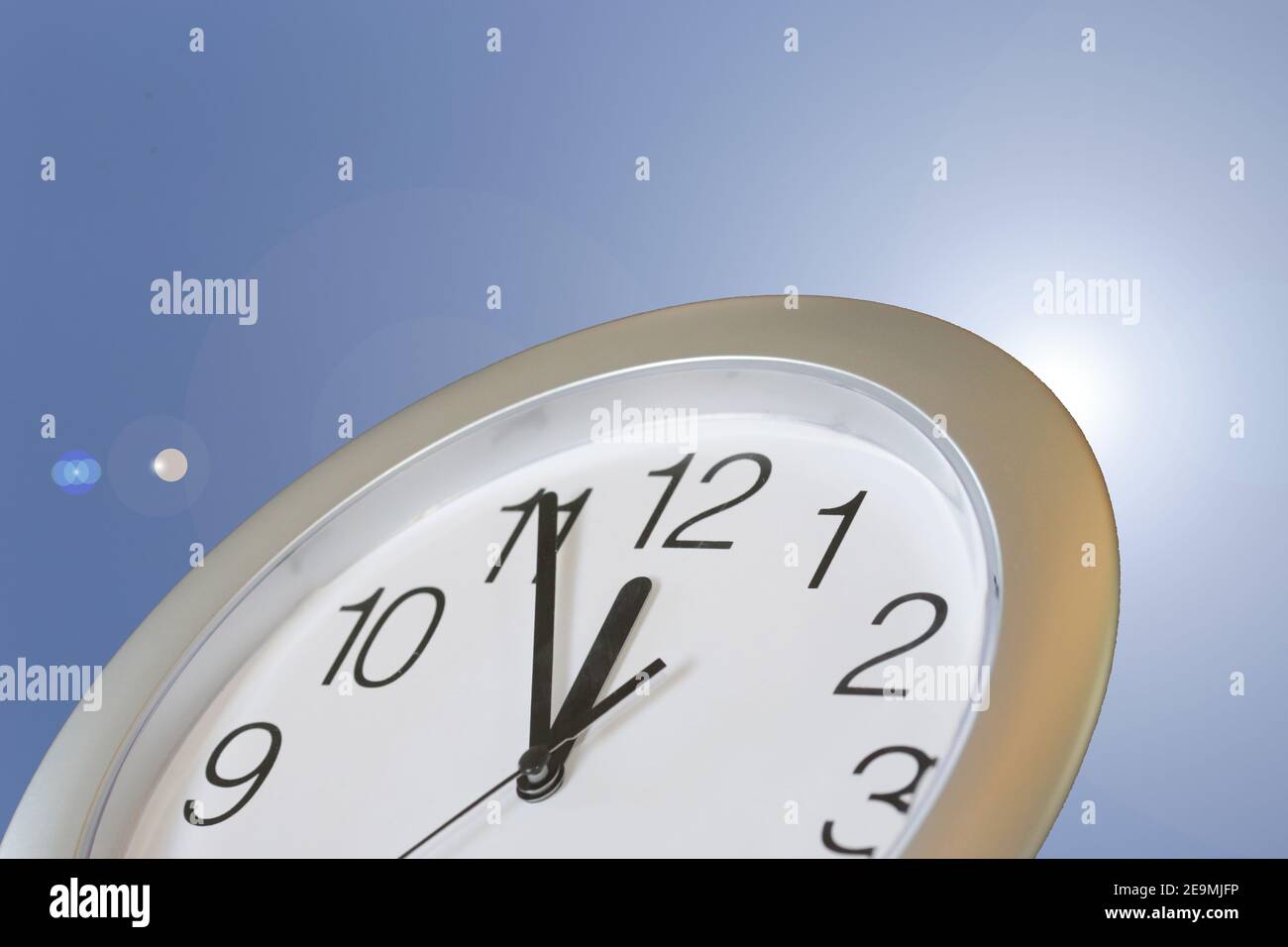 Symbol image Climate change : Clock shows five to twelve Stock Photo ...