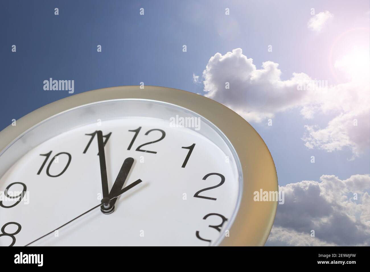 Symbol image Climate change : Clock shows five to twelve Stock Photo ...