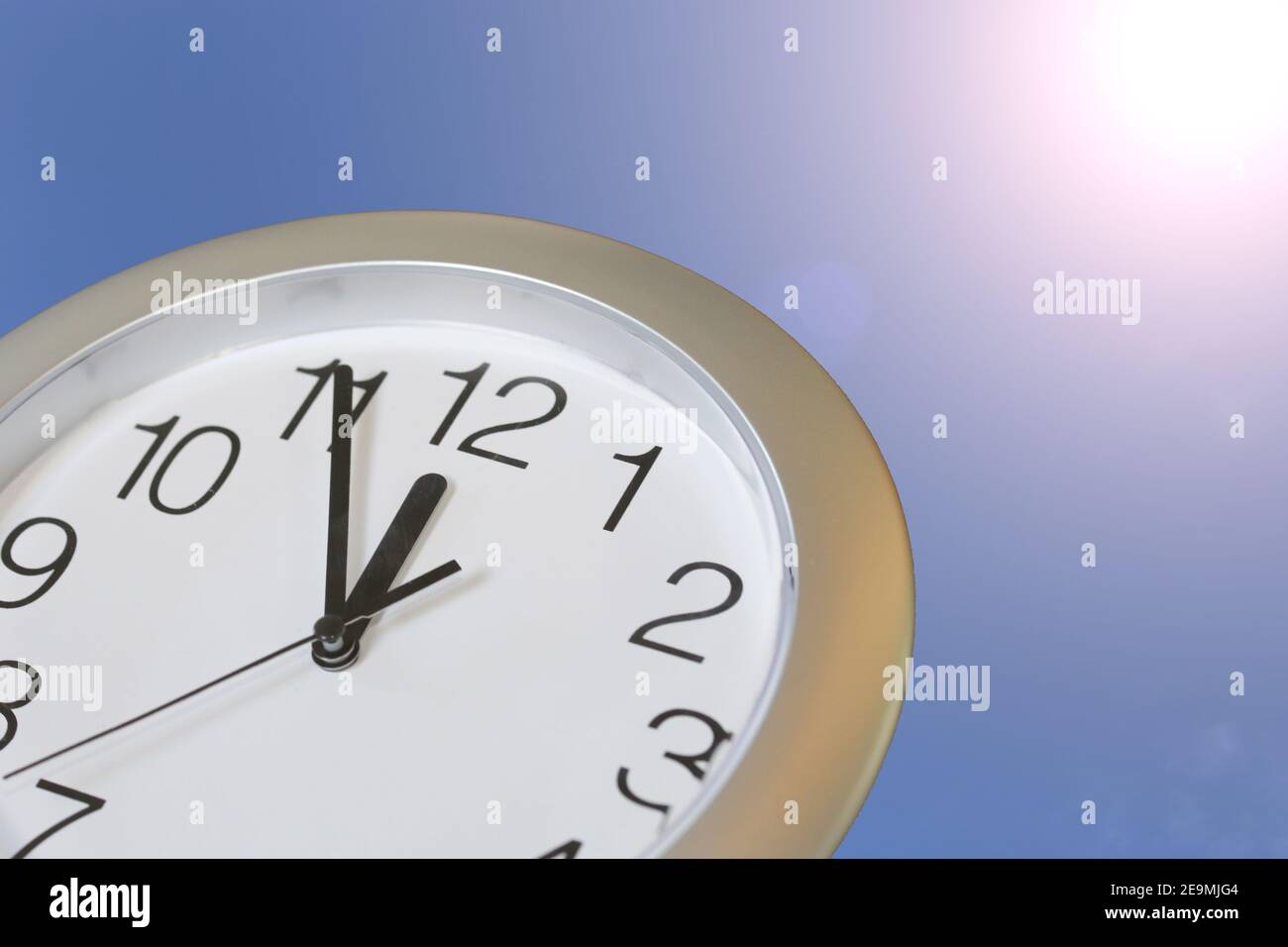 Symbol image Climate change : Clock shows five to twelve Stock Photo ...