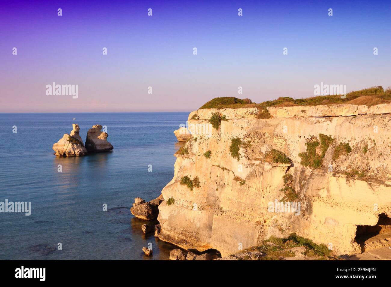 Salento coast landscape in Italy. Torre Dell'Orso in Apulia region ...