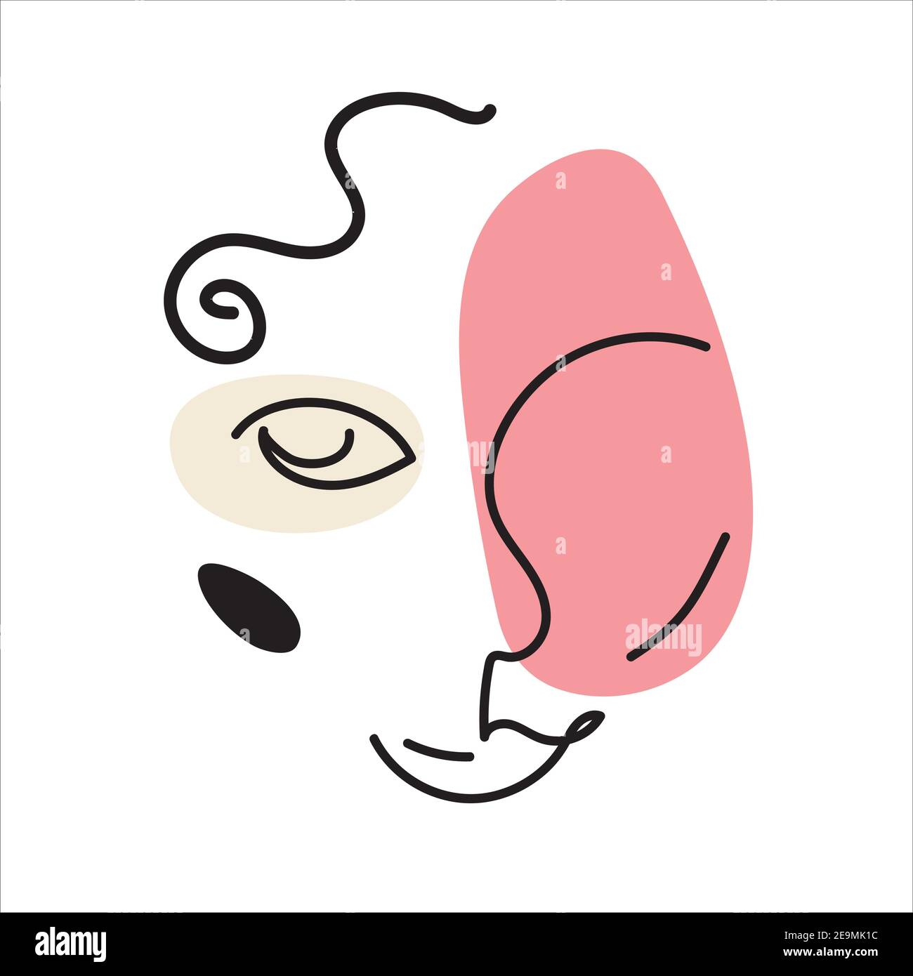 Abstract line art face painting contemporary portrait Stock Vector ...