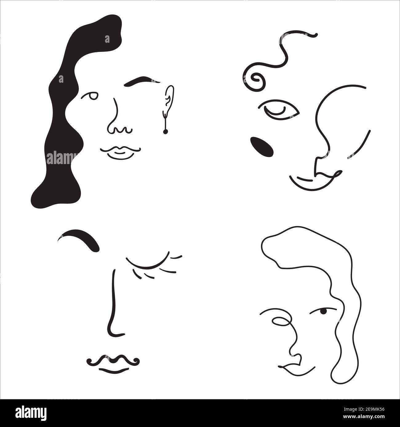 Abstract line art face painting contemporary portrait Stock Vector ...