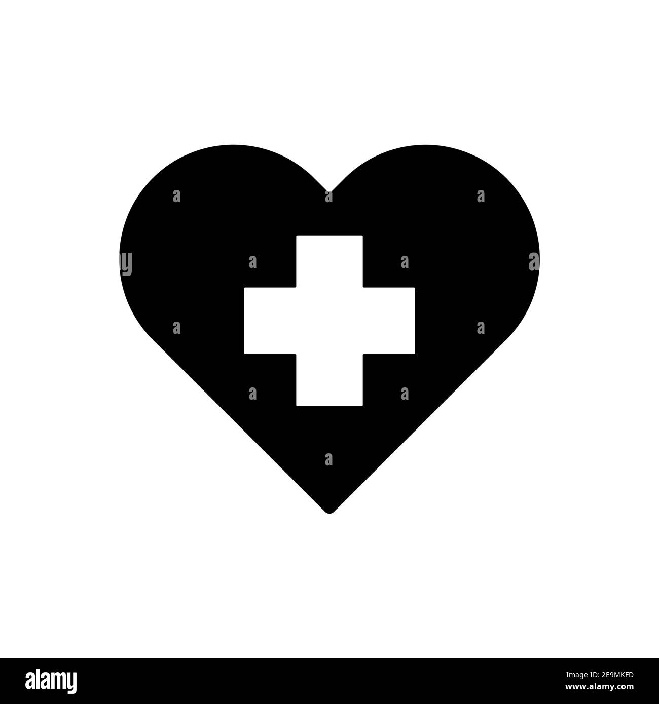Cross inside heart vector glyph icon. Medicine and healthcare, medical ...