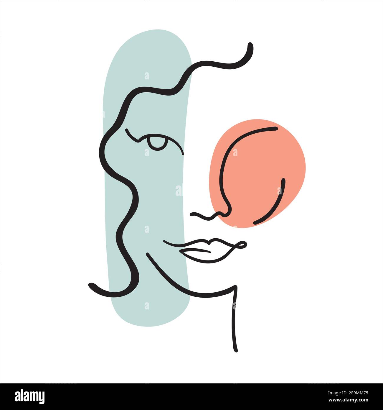 Abstract line art face painting contemporary portrait Stock Vector ...